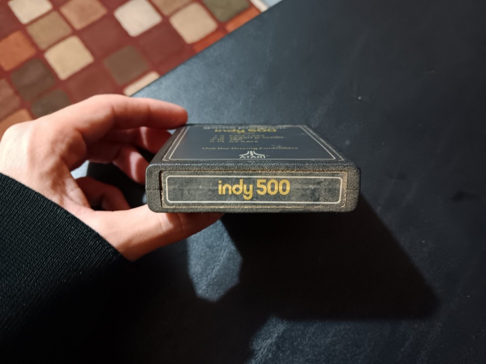 Atari 2600 Indy 500 Game Cartridge Text Label Gold Tested Vintage 1977 ...