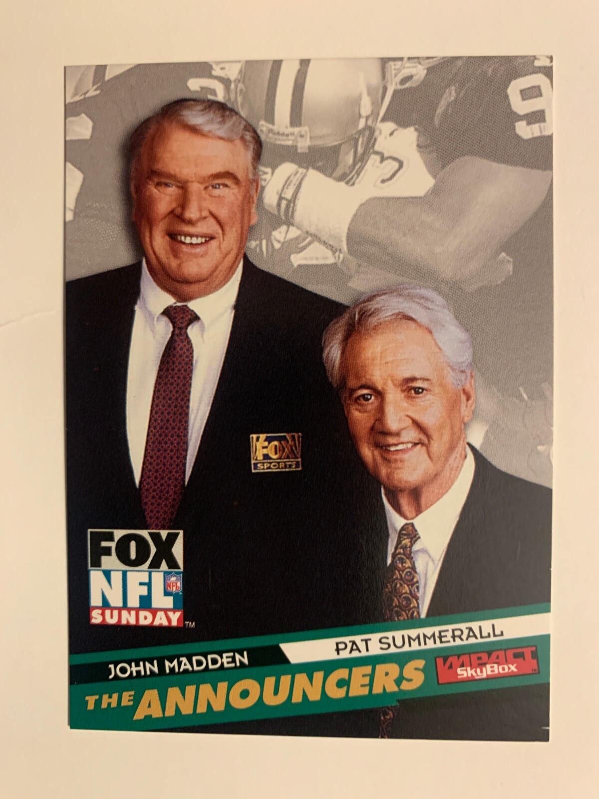 1995 Skybox Impact Announcers card singles - choose from list w/MADDEN ...