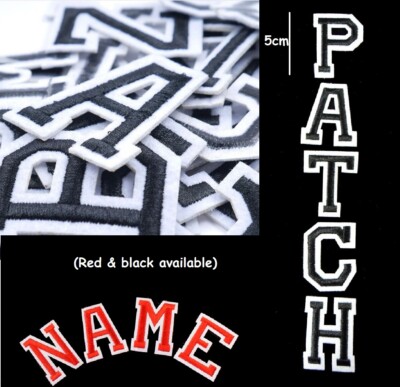 Black / Red Letter Patch Patches Iron / Sew on Alphabet Embroidered ...
