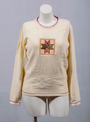 Cabela's Ivory Knit Cotton Pennsylvania Dutch Patch Quilt Pullover ...