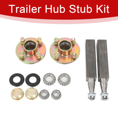 Trailer Hubs Stub Kit 2x Hubs 4" 100 mm PCD Hub 2x Square Stub Axles 2x ...