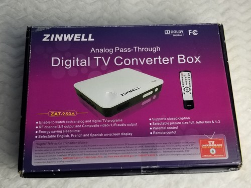 Zinwell Digital TV Converter Box Analog Pass-Through ZAT-950, Remote ...