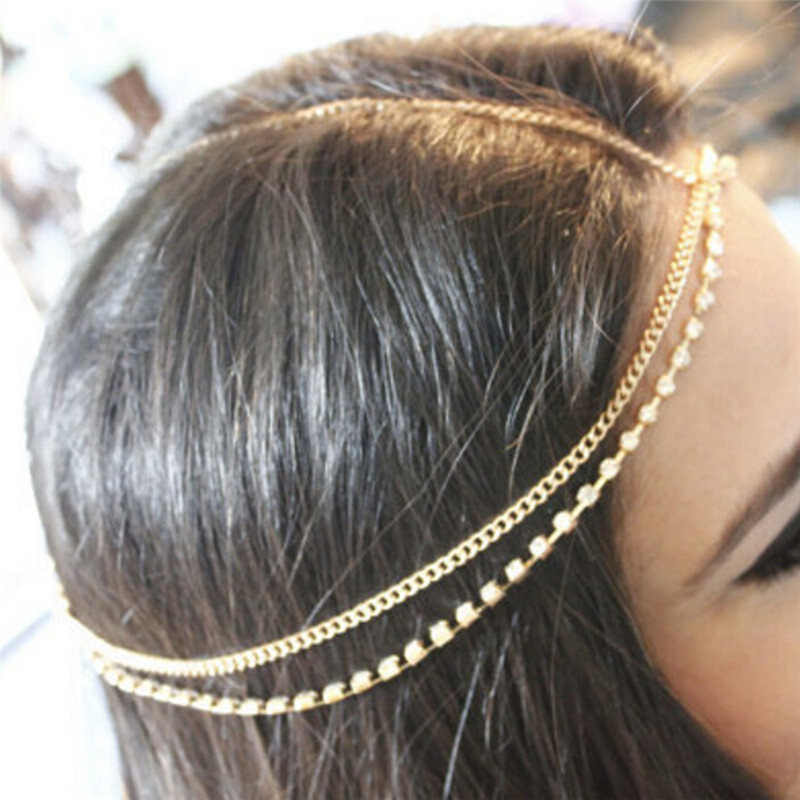 Metal Multilayer Boho Head Chain Headband Wedding Hairstyle Hair ...