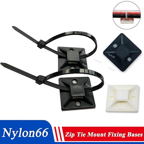 Self Adhesive Cable Wire Zip Tie Mounts Fixing Cord Clips Sticky Base ...