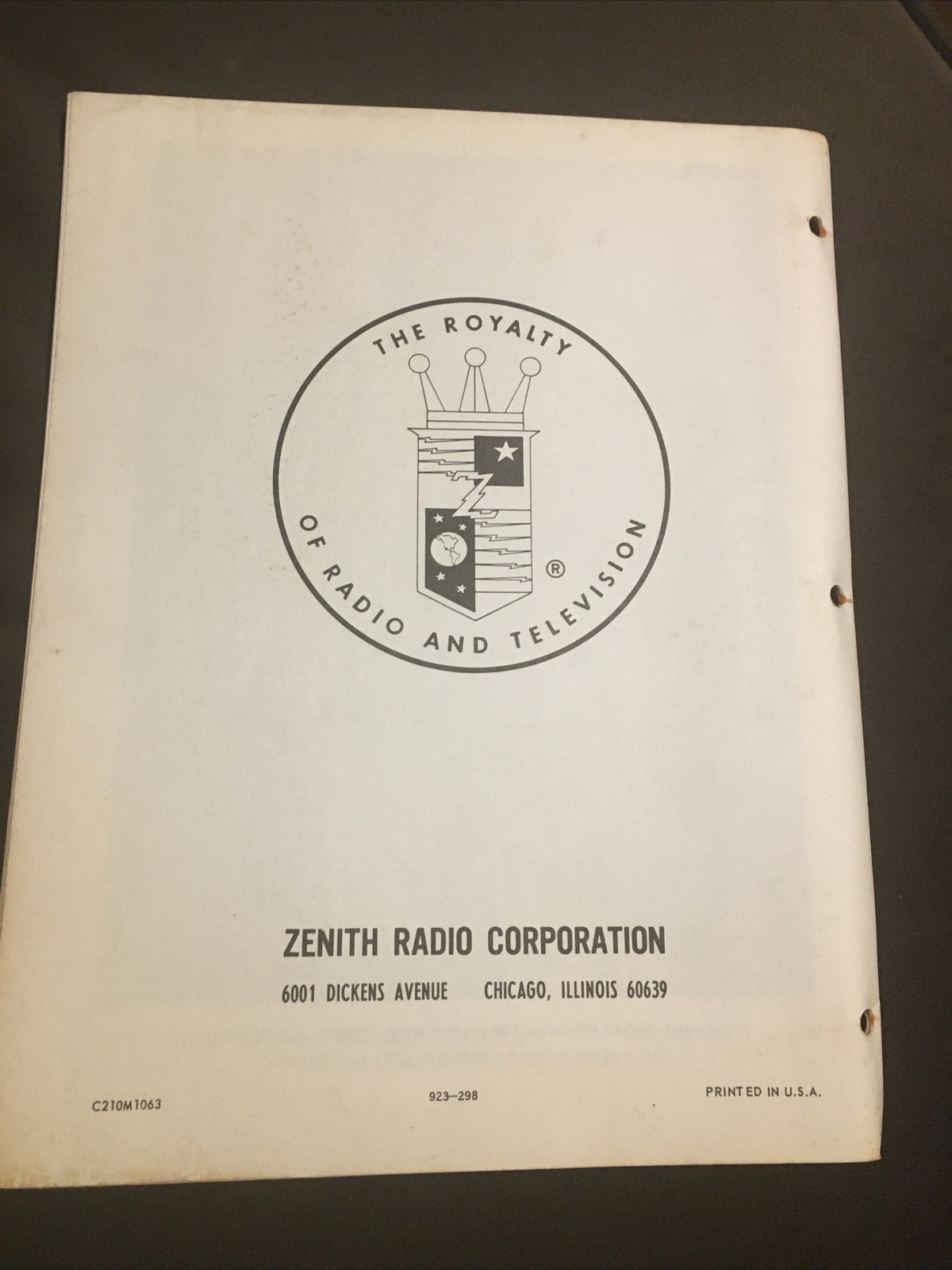 1960s Zenith Color Television TV Technical Description Manual C-2 | eBay
