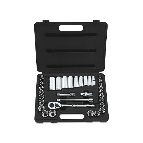 Stanley 34 Piece Standard And Deep Socket Sets, 3/8 In, 12 Point - 1 ...