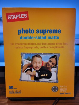 Staples Photo Supreme Double-Sided Matte Photo Paper 50 Sheets 8.5" x ...