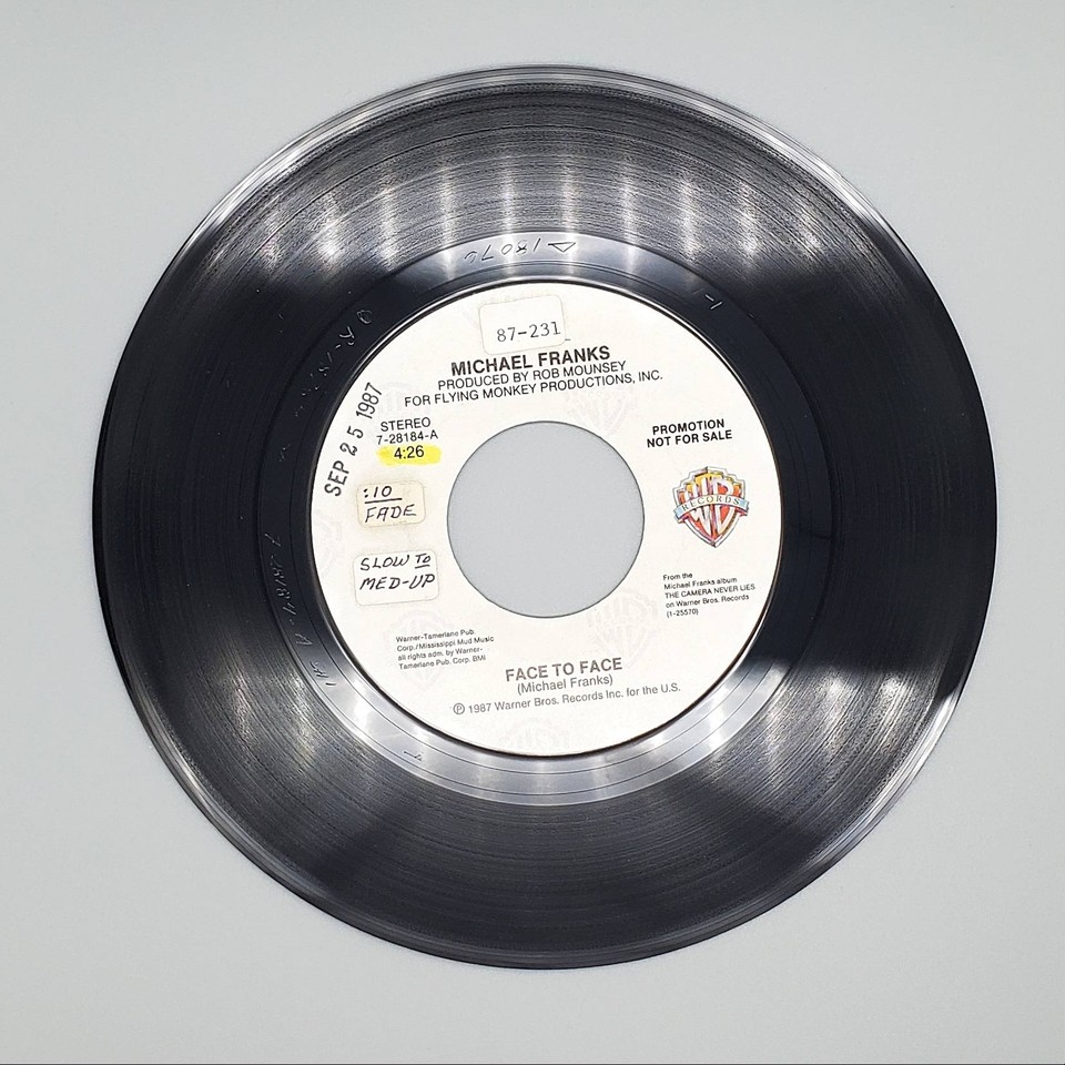 Michael Franks Face To Face Single Record Warner Bros. Records 1987 7 ...