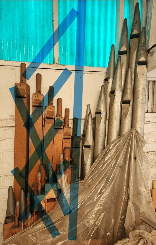 PIPE ORGAN-8 foot Open Diapason 12 metal pipes (low C to B) gothic ...