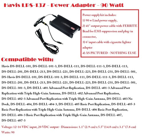 Havis LPS-137 Docking Station DS-DELL in-vehicle 90-Watt Power Supply ...