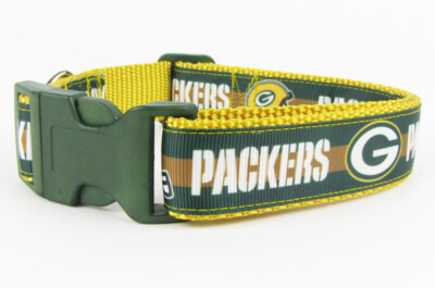 Green Bay Packers dog collar adjustable buckle football 1" or 5/8" wide ...