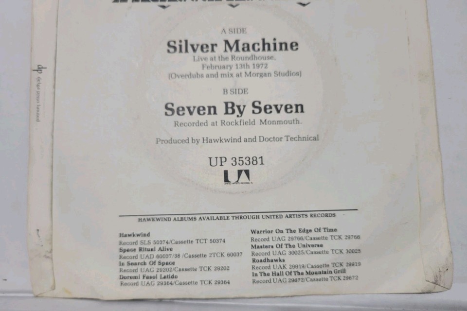 HAWKWIND SILVER MACHINE SEVEN BY SEVEN WHITE LABEL PROMO WLP | eBay