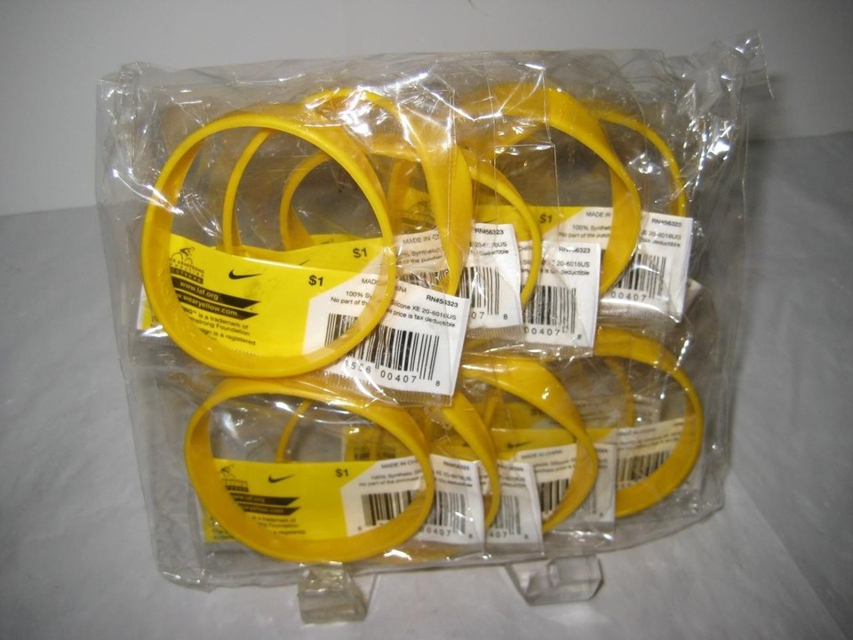 10 NEW NIKE LIVESTRONG Lance Armstrong Foundation Wrist Bands — YOUTH ...