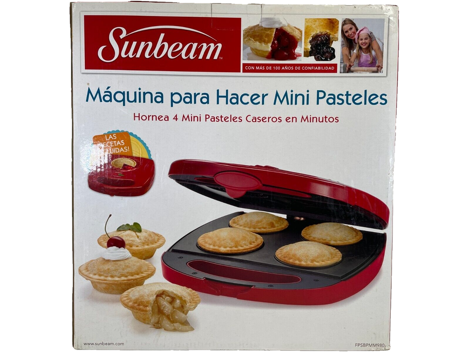 Sunbeam Mini Pie Maker FPSBPMM980 Red - Bakes 4 Mini Pies in Minutes ...
