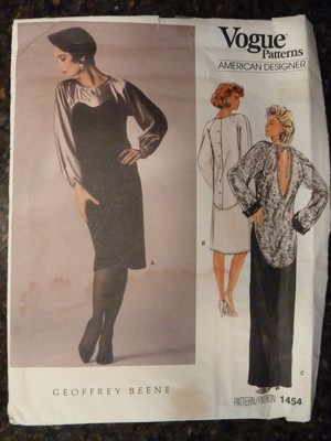 Vogue 1454 Misses Dress size 8 Uncut by Designer Geoffrey Beene 1980's ...