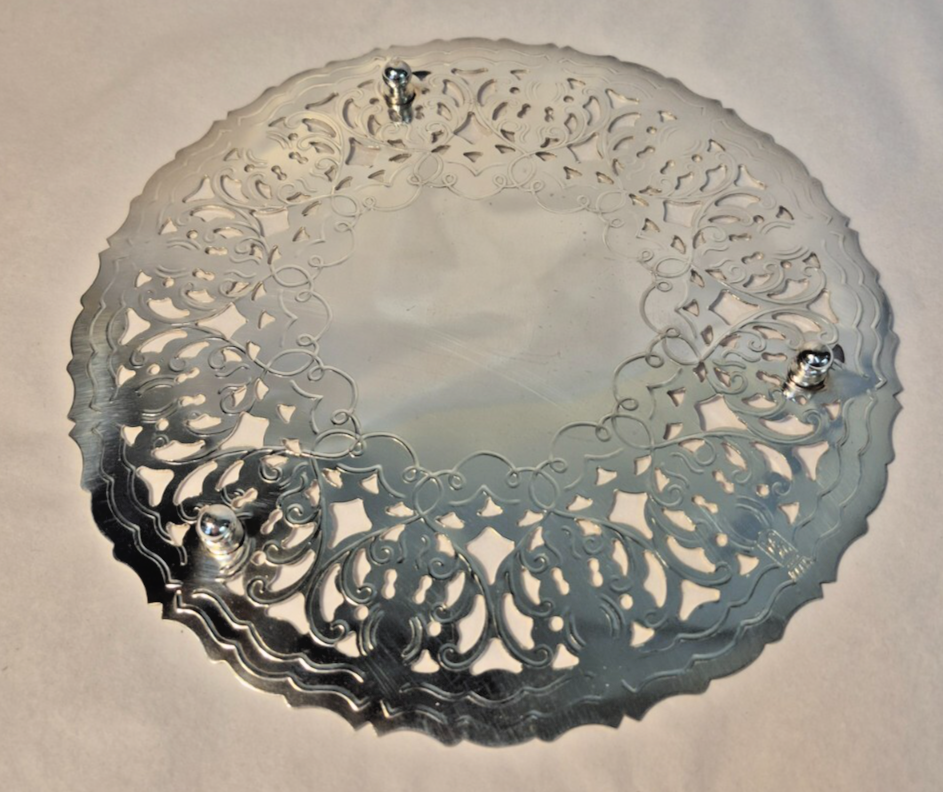 Trivet silver Plated Footed Trivet with Etched Floral Design | eBay