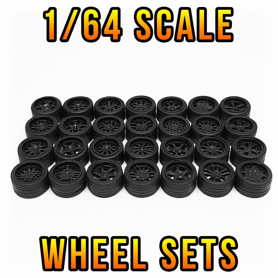 1/64 Scale REALISTIC Real Rider Wheels Rims Tires Set for Hot | eBay