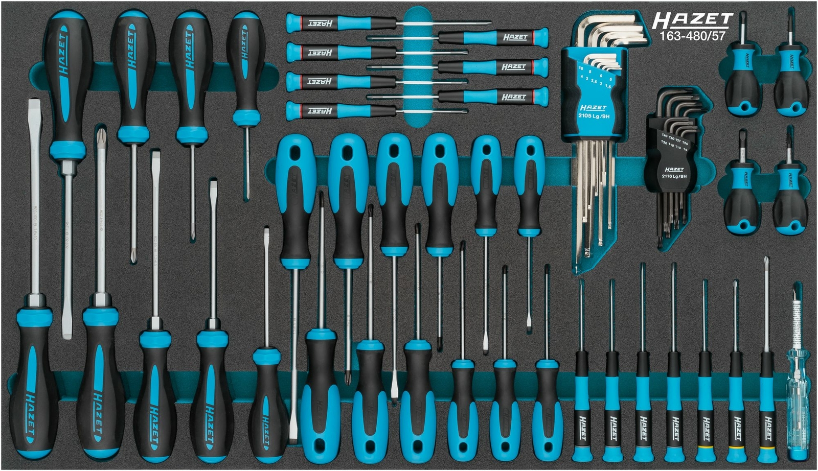 HAZET Screwdriver set 163-480/57 Slot profile Cross recess profile PH ...