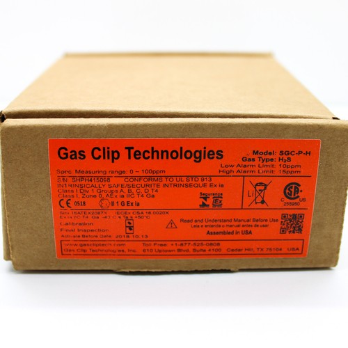 Gas Clip H2S 0 to 100 ppm Single-Gas Detector With Hibernating Mode SGC ...