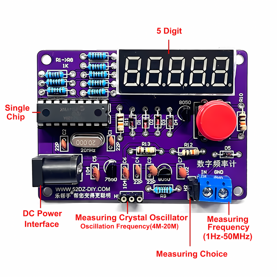 1Hz-50MHz Digital Crystal Oscillator Frequency Counter Meter DIY Tester ...