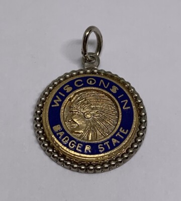 Vtg Wisconsin Badger State Native American Sterling Silver Charm ...
