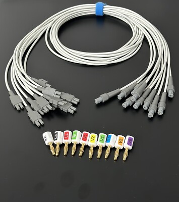 GE Mac 5500 ECG Leadwire Set of 10 w/ Banana Adapters - Ships Same Day ...