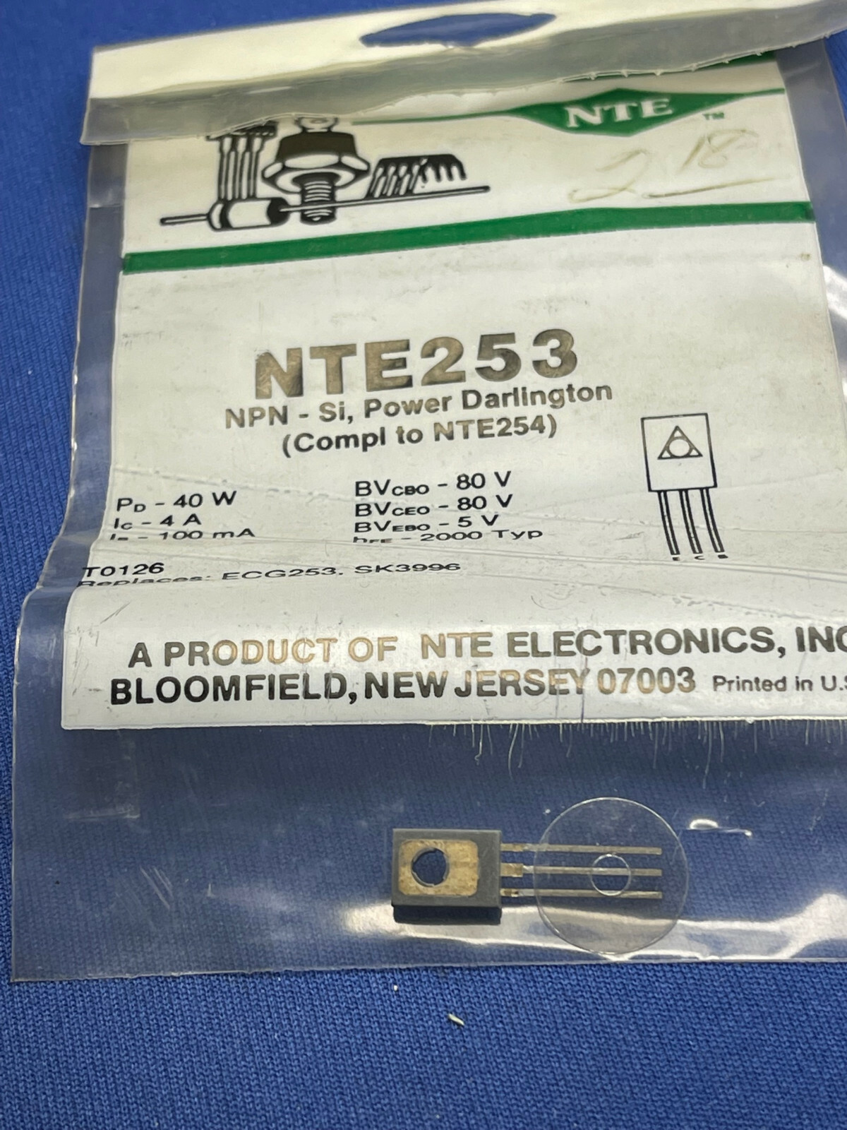 2N6038 NTE253 DARLINGTON TRANSISTOR 4A, 60V 2N6038 NEW ORIG PACKAGING | eBay