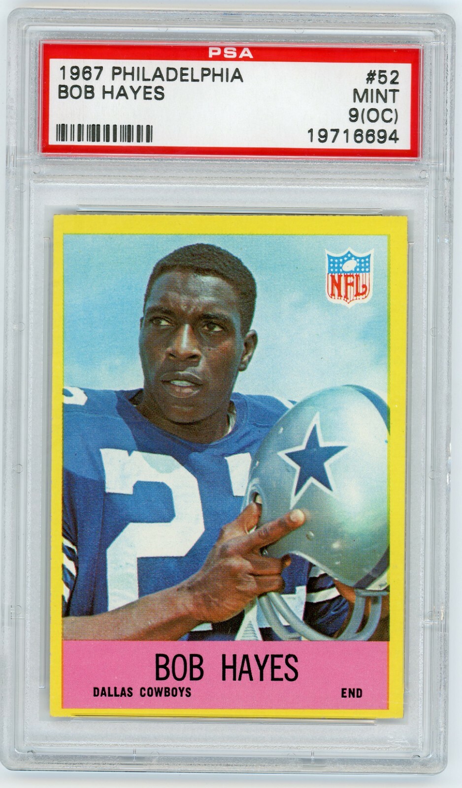 BOB HAYES 1967 Philadelphia #52 Dallas Cowboys Hall of Fame PSA 9 Mint ...