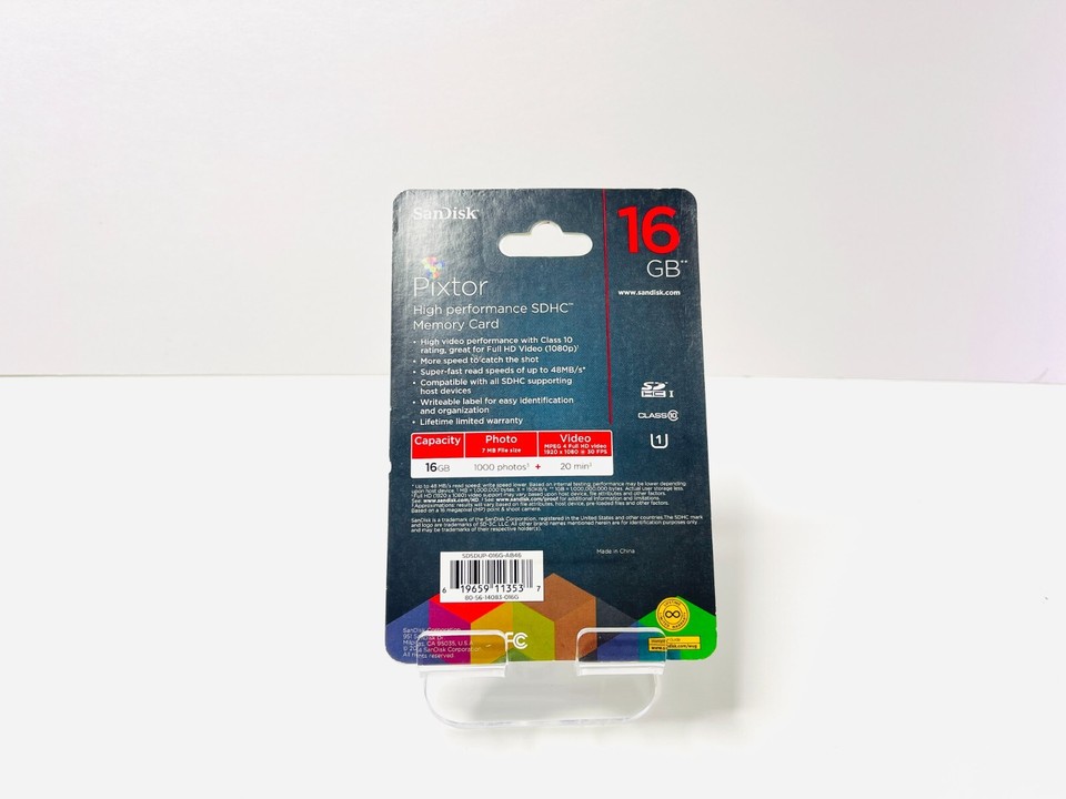 SanDisk Pixtor High Performance SDHC Memory Card 16gb Class 10 Rating ...