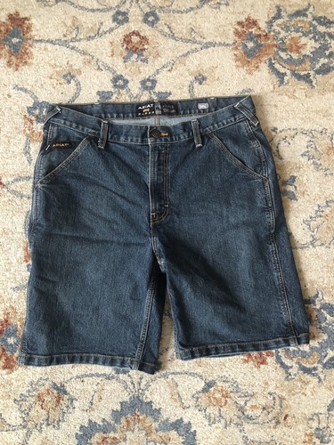 Ariat Men's Size 35 Blue Rebar M4 Relaxed Straight Denim Shorts | eBay