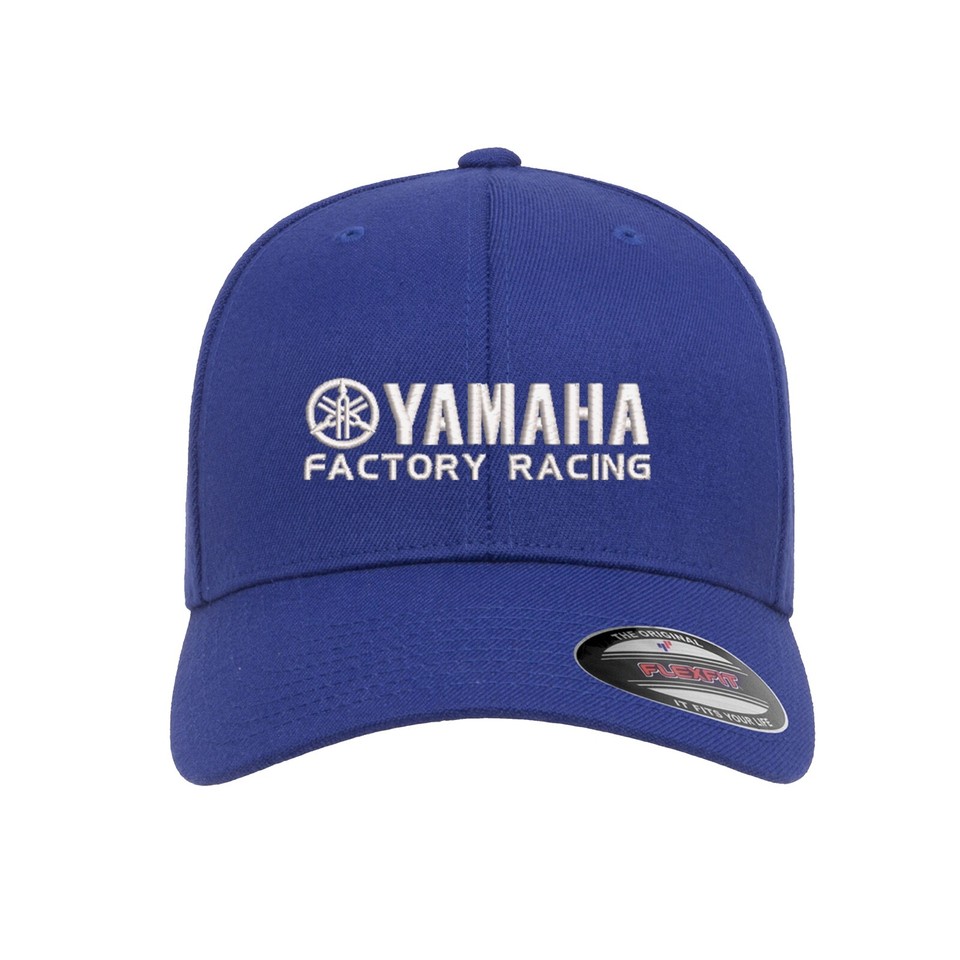 YAMAHA Factory Racing Logo Embroidered Flexfit Hat Flat and Curved | eBay