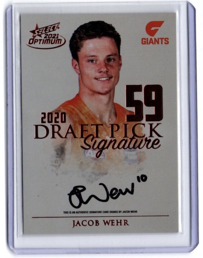2021 Optimum Copper Draft Pick Signature - Jacob Wehr #149/170 | eBay