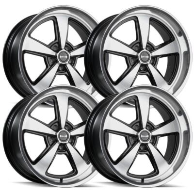 (Set-4) Ridler 652 18x8 5x4.75 0mm Black Machined Wheels Rims 18 Inch ...