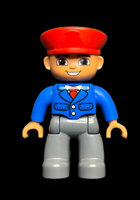 Lego Duplo Male Figure w/ Red Hat Blue Jacket Gray Pants - Pilot Train ...