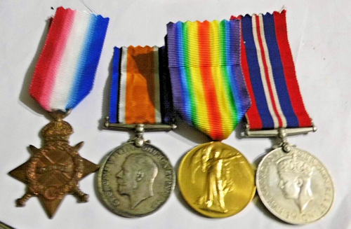 WW1 TRIO & BOXED WW2 WAR MEDAL ROYAL NAVY COMMISSIONED GUNNER H V BALL ...