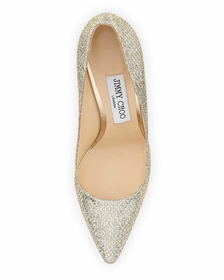 NIB NEW Jimmy Choo Romy 100 pumps glitter champagne gold 37 38 $675+ | eBay