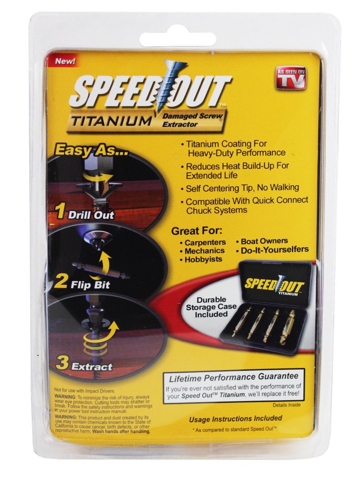 Ontel Speed Out Titanium Damaged Screw Extractor 4-piece Set works wth ...