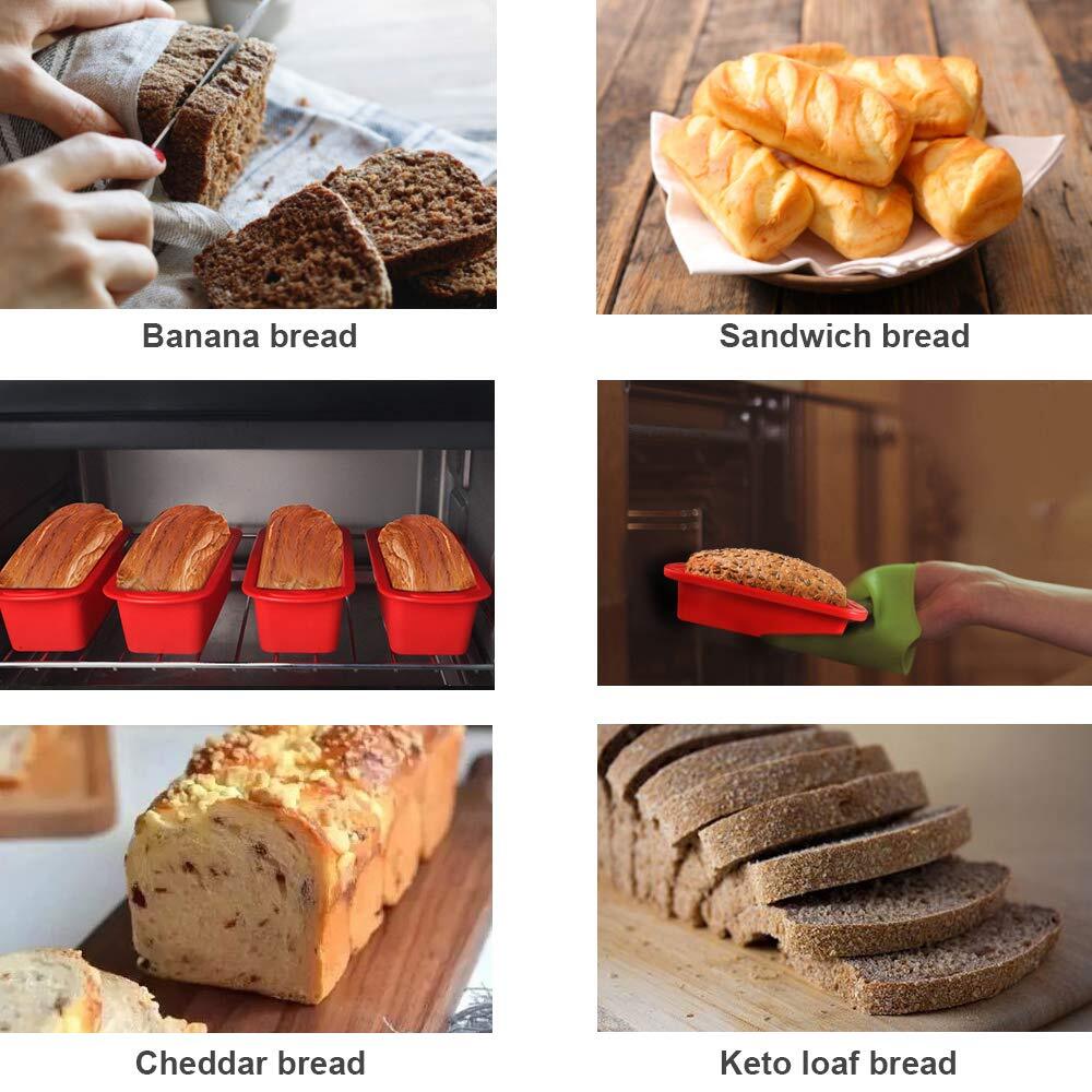 4 Pack Mini Loaf Pans Nonstick Mini Bread Loaf Pans Silicone Mini Loaf ...