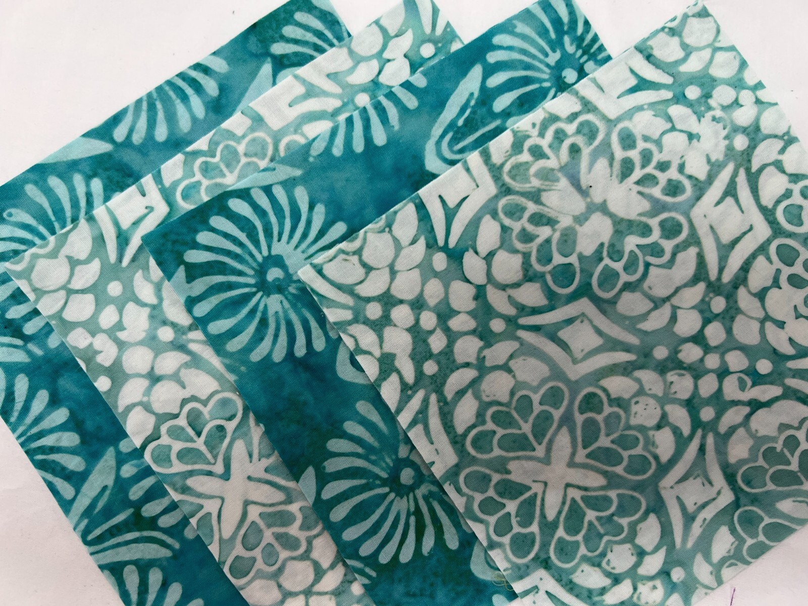 32 5" Quilting Fabric Squares PreCut Quilting Charm Pack Teal Batiks ...