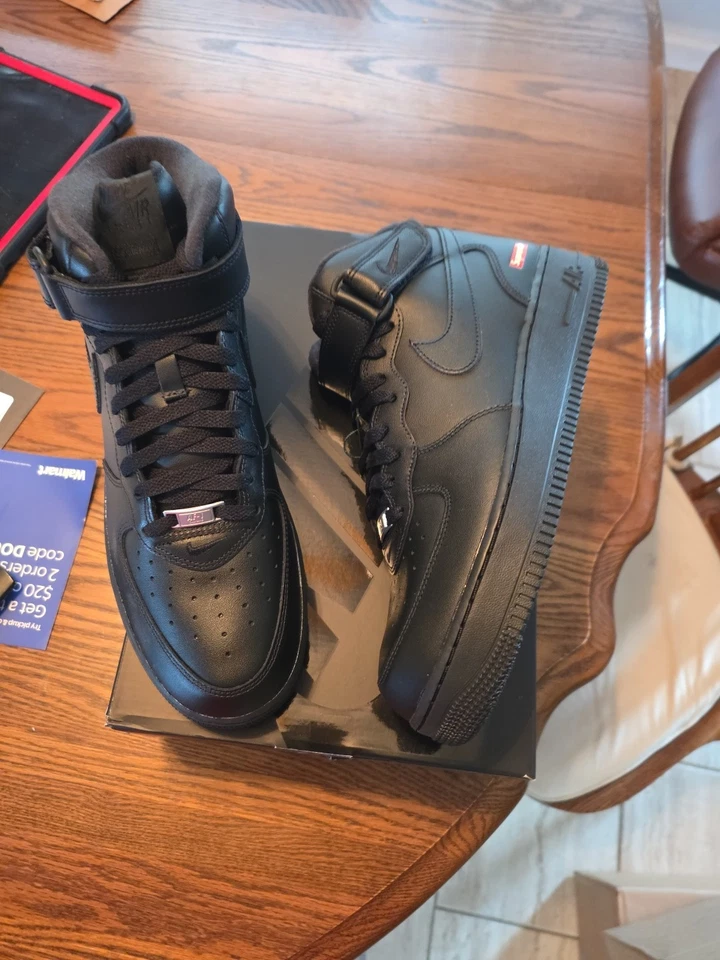 Nike Supreme x Air Force 1 Mid Box Logo - Triple Black for Sale ...