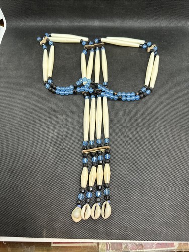 Reenactment Regalia pipe beads Blue Black Plastic Beaded 34” Two Strand ...