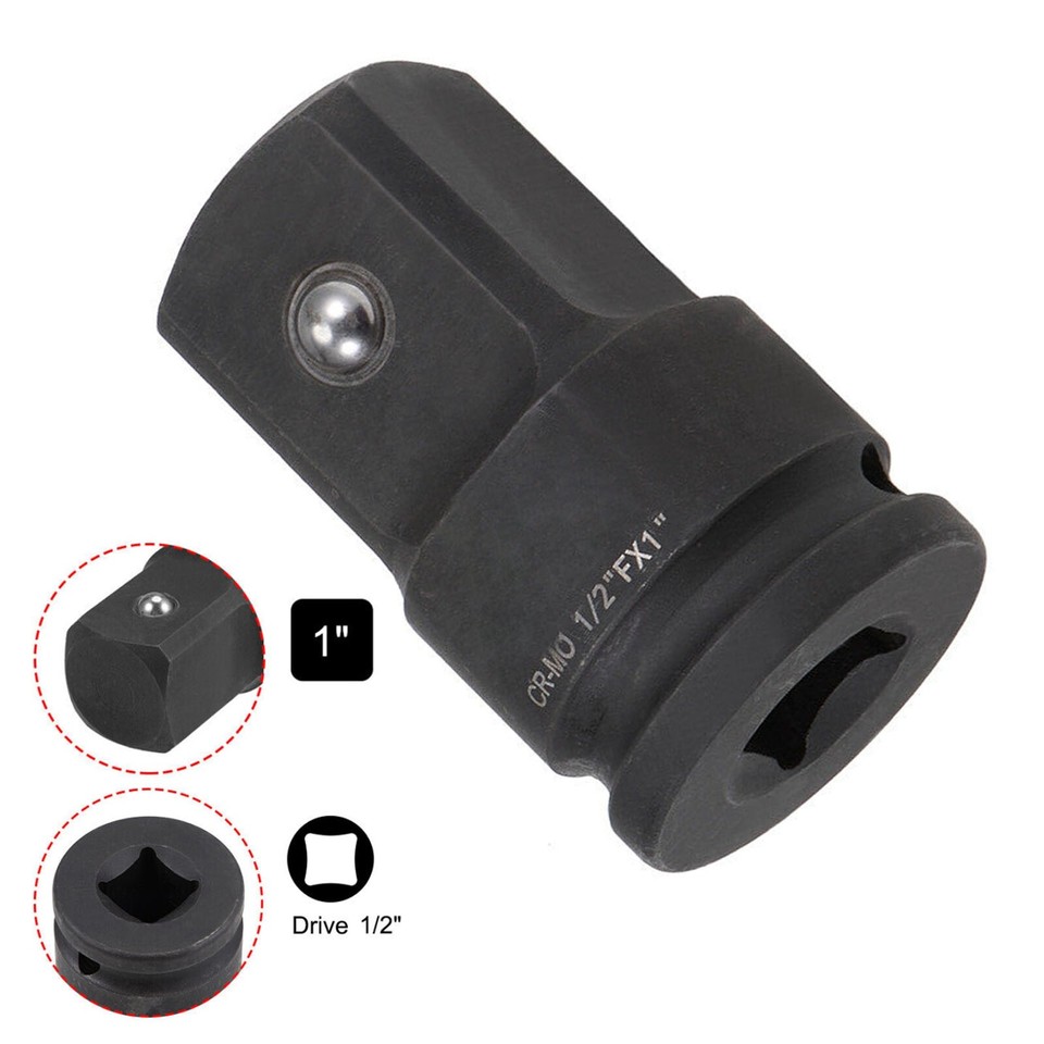 Female to Male 1/2in Drive x 1in Impact Socket Reducer Adapter Cr-Mo ...