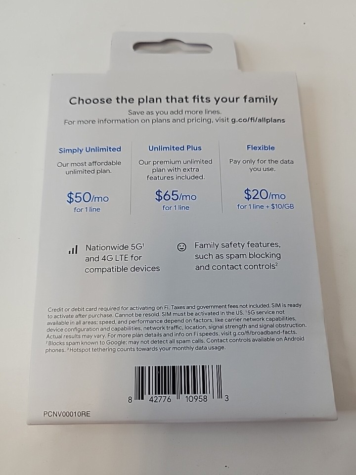 NEW SEALED Google Fi SIM Card Kit Phone Plan GSM | eBay