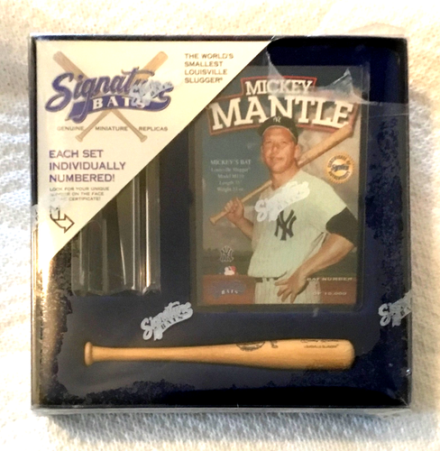 MICKEY MANTLE SIGNATURE BATS SEALED MINI BAT STAND & CARD ( 10209/15000 ...