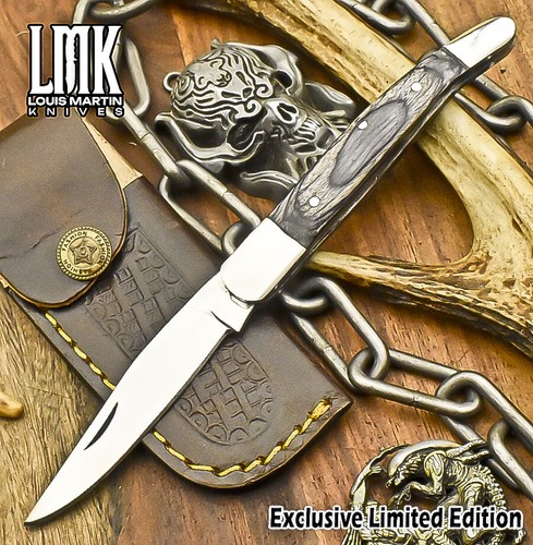 LMK Hand Crafted AUS-10 Steel Pocket Folding Knife Hard Wood Hiking ...