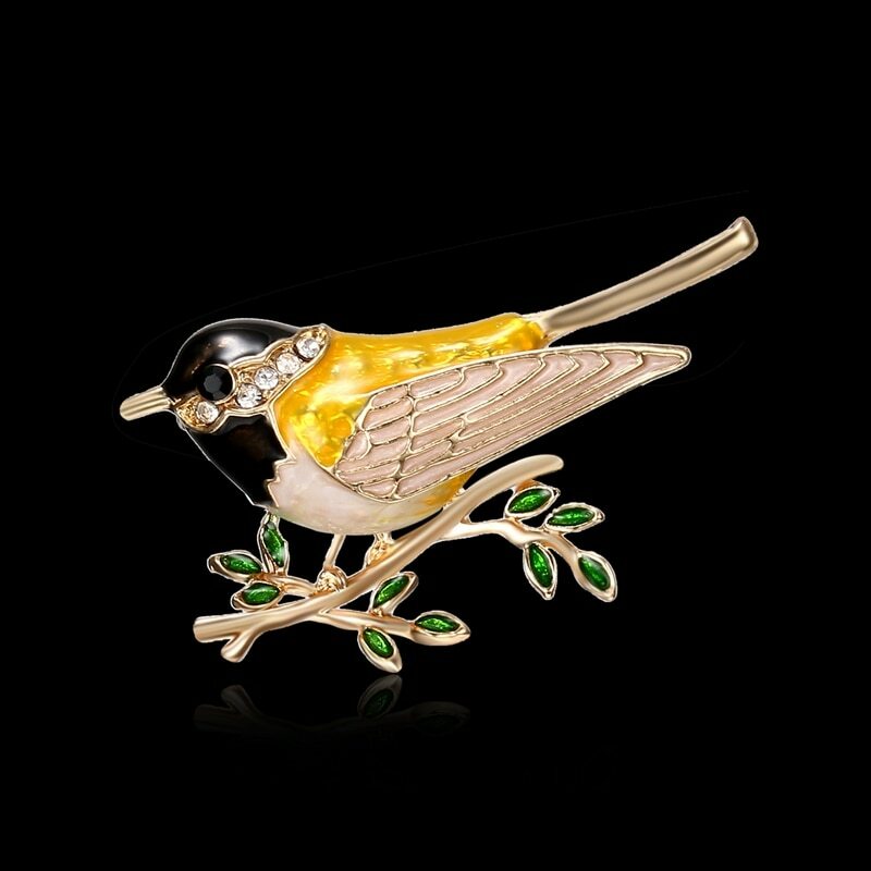 Robin Sparrow Bird Brooch Broach Pin Vintage Alloy Rhinestone Diamante ...