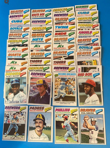 1977 Topps Baseball 48-Card Lot HOF Stars Fingers Niekro Yount Brett ...