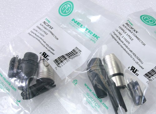 Neutrik NC3FX 3 Pin XLR Female Cable Connector Black w/ Gold Contacts ...