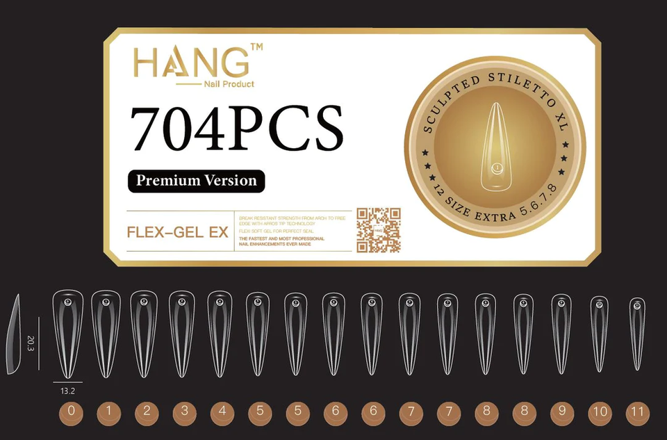 Hang Premium Version Flex-Gel X Tips Box - Stiletto XL (704ct) | eBay