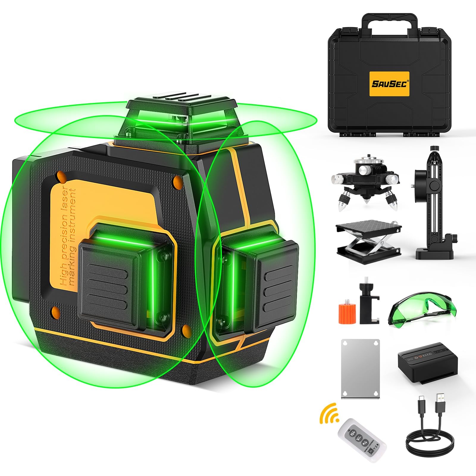 Laser Level 360 Self Leveling, 3 x 360 3D Stepless Dimming(Up to 37H ...
